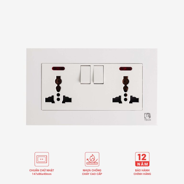 Ổ cắm điện đôi có công tắc 3 chấu đa năng LG Tech LG-F21-065 | Technology For Life